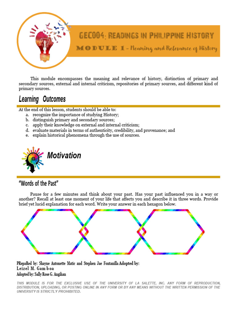 Module 1 in Riph | PDF | Primary Sources