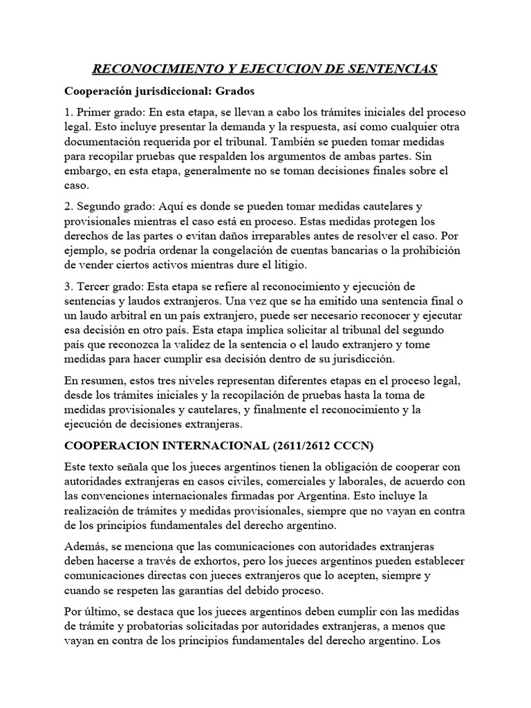Reconocimiento y Ejecucion de Sentencias | PDF | Sentencia (ley ...