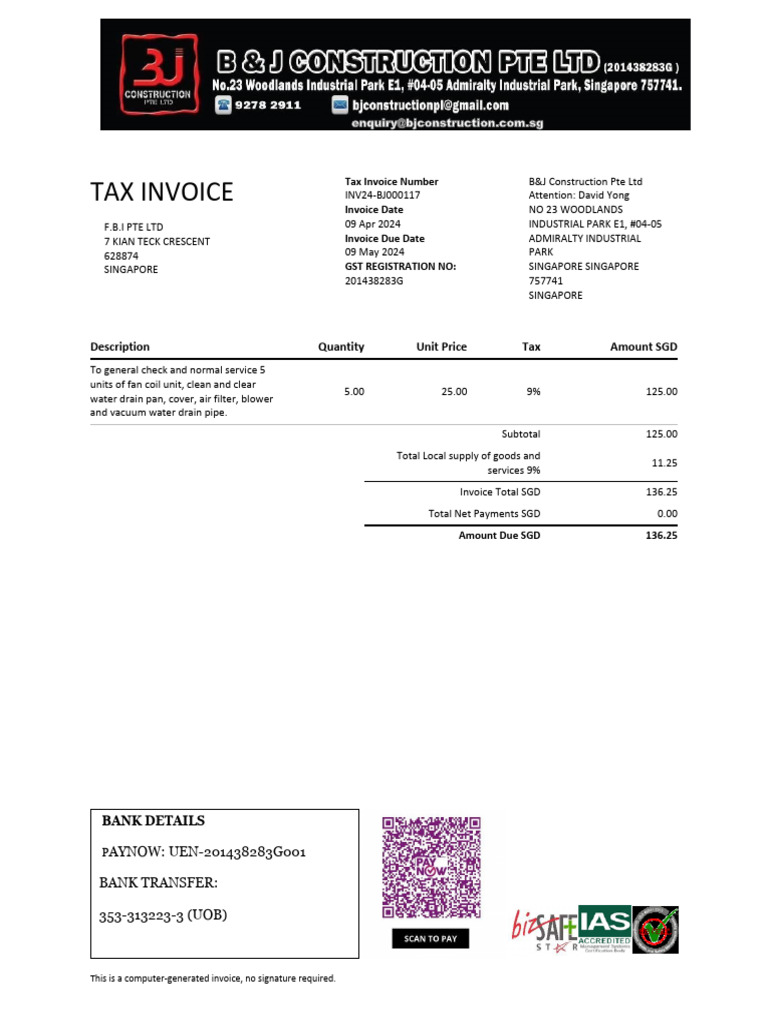 Invoice INV24-BJ000117 | PDF | Invoice | Government Finances