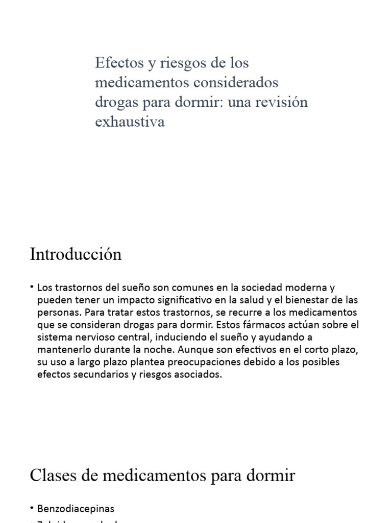 drogas para dormir | PDF | La dependencia de sustancias | Farmacología