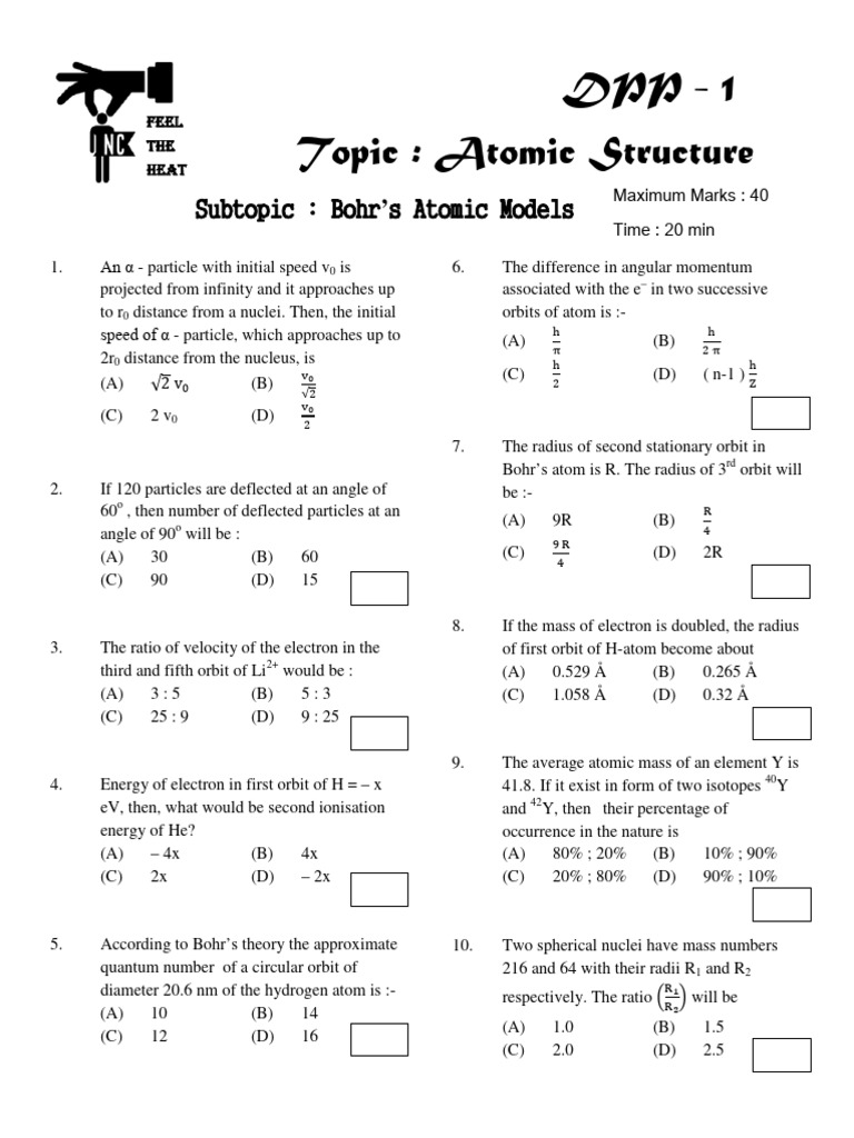 Atomic Structure DPP1 | PDF | Atoms | Electron