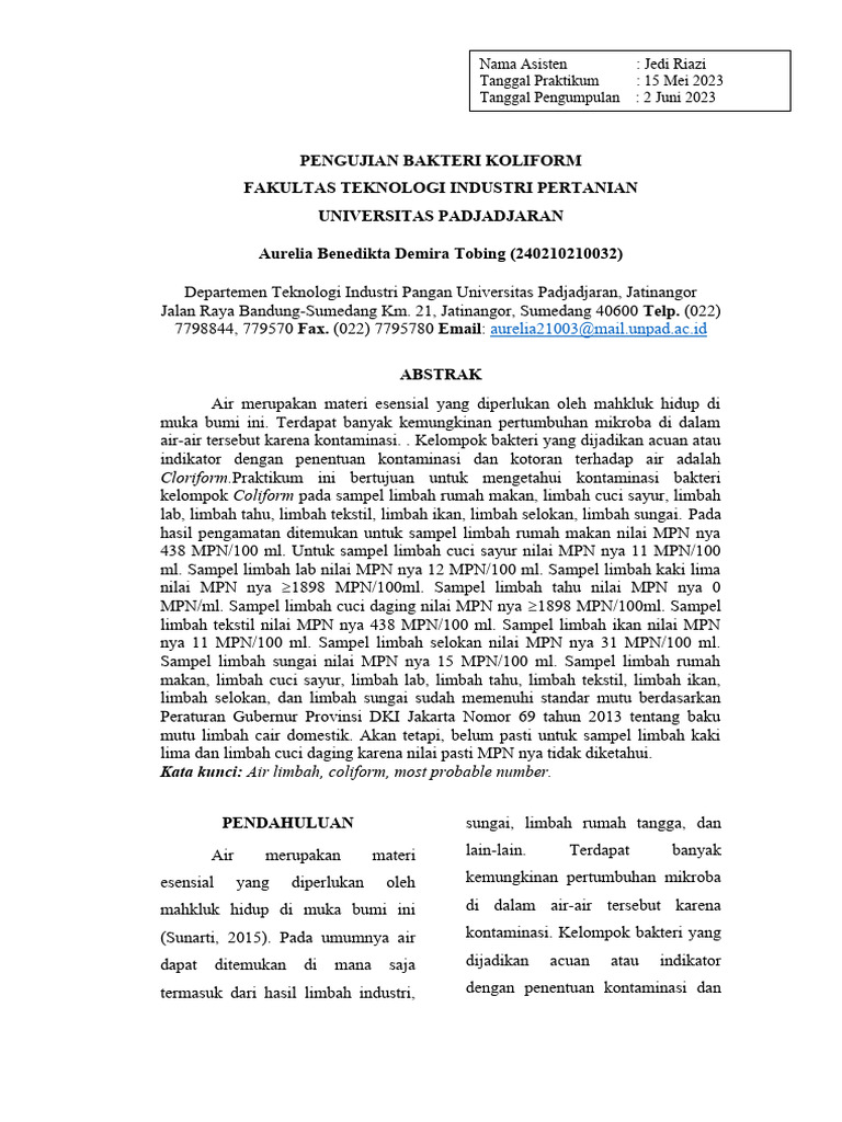 3 - Pengujian Bakteri Koliform | PDF