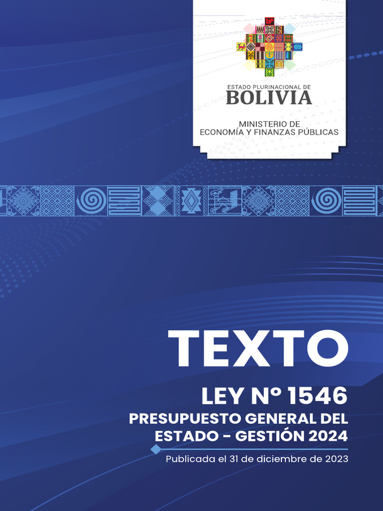 Texto Ley 1546 Decreto Supremo 5094 | PDF | Presupuesto | Préstamos