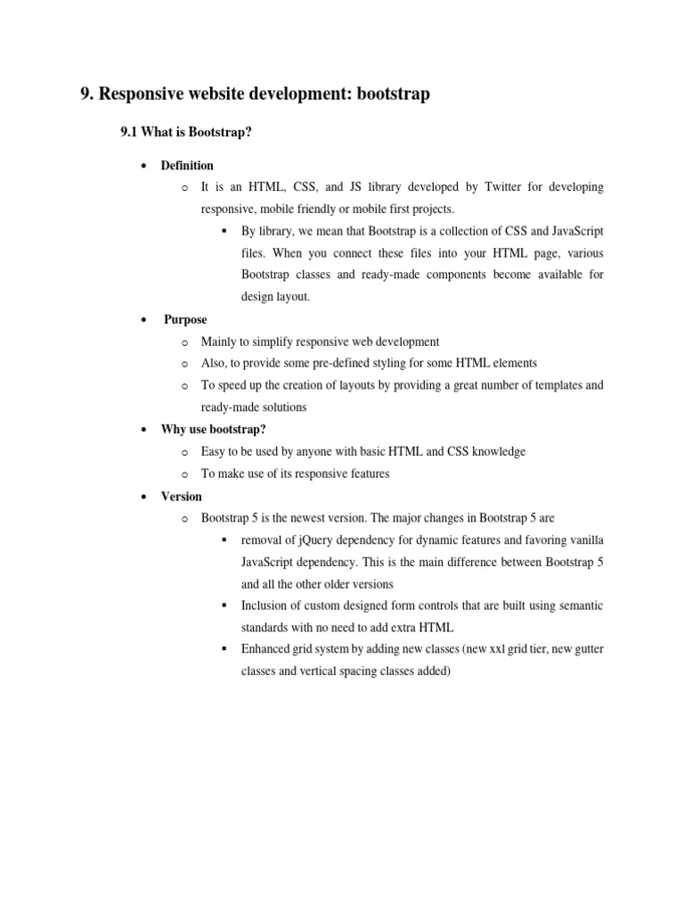 9 Responsive Website Development Bootstrap Class Note | PDF | Bootstrap ...