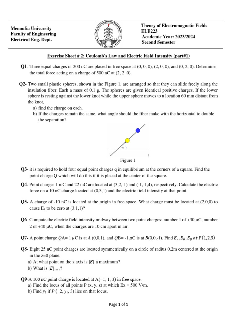 Tutorial 2 | PDF | Electric Field | Sphere
