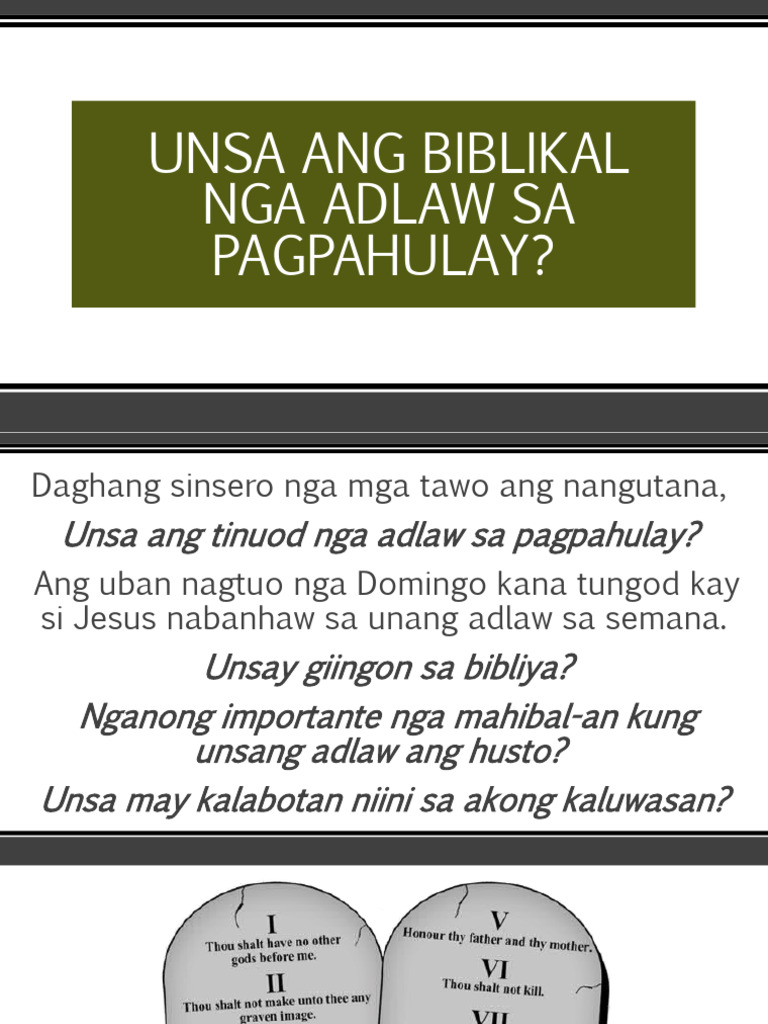 Unsa Ang Biblikal Nga Adlaw Sa Pagpahulay | PDF