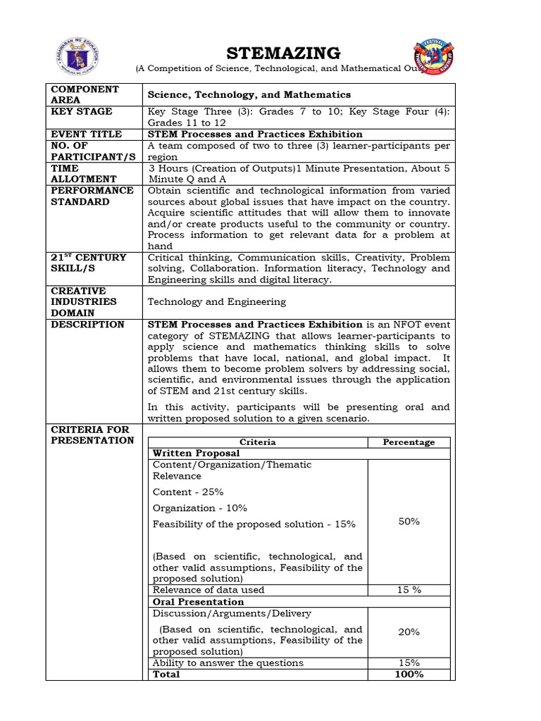 2024 DFOT Guidelines For SCIENCE Stemazing | PDF | Science, Technology, Engineering, And ...