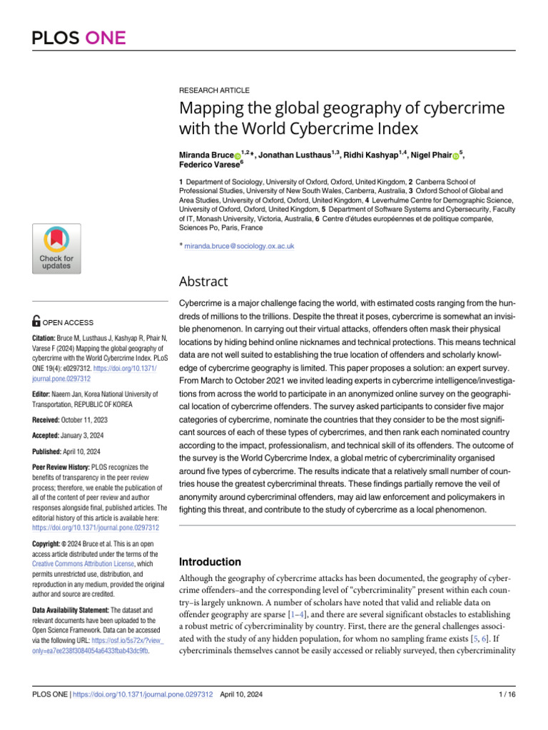 Mapping The Global Geography of Cybercrime With The World Cybercrime ...