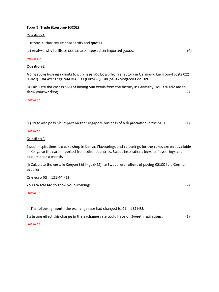 Trade Exercise | PDF | Business