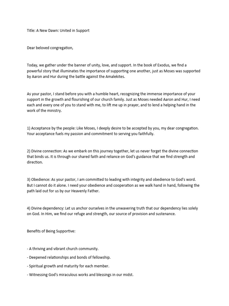 A New Dawn For Supporting One Another | PDF | Aaron | Prayer