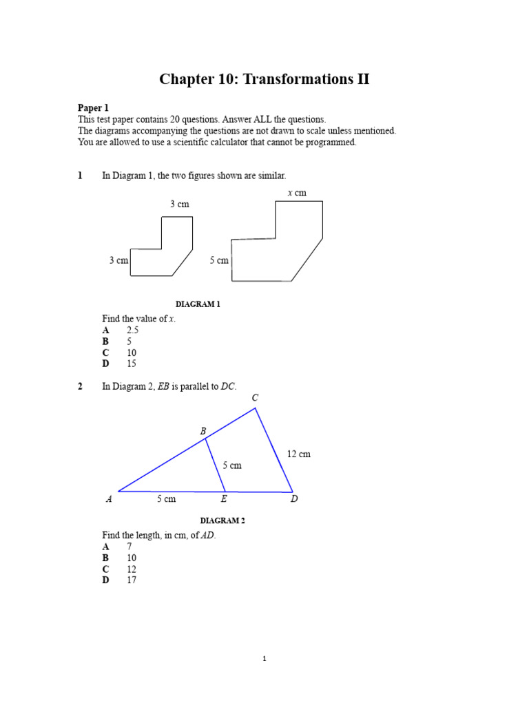 Chapter 10 - Transformations II | PDF | Area | Geometric Shapes