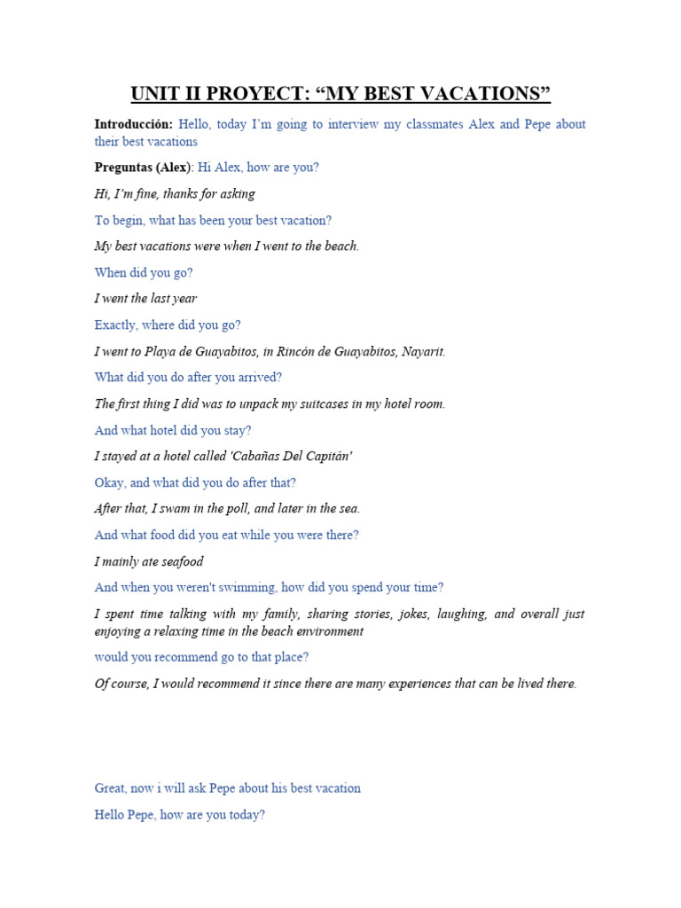 Unit Ii Proyect, Estructuración Del Video | PDF