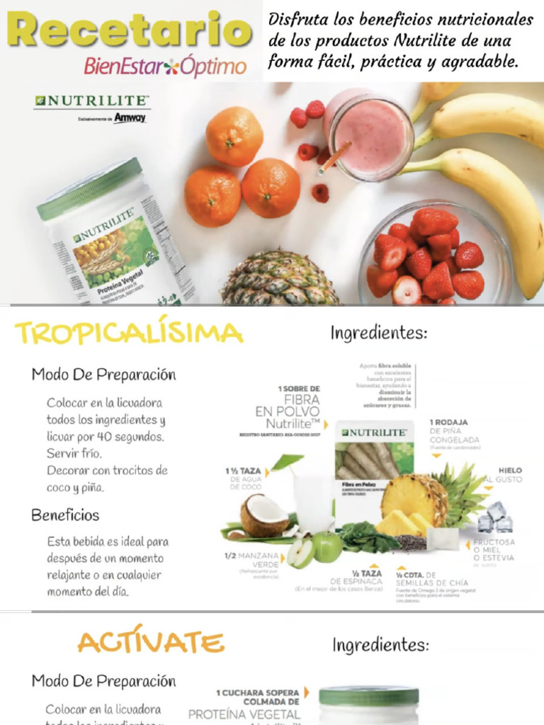 Recetario Bienestar Optimo Nutrilite | PDF