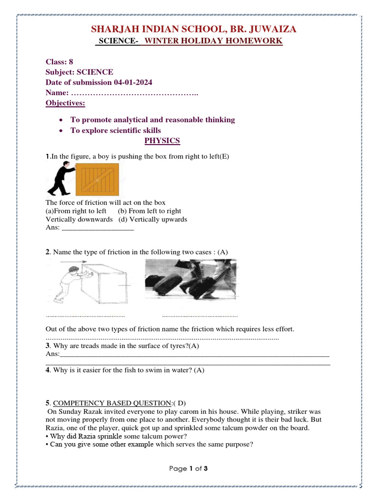 Grade 8 - Winter Holiday HW 2023 - Ead | PDF | Nature | Earth Sciences