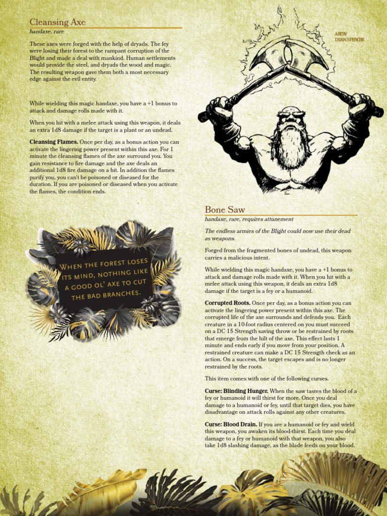 Cleansing Axe & Bone Saw DND 5e Homebrew | PDF