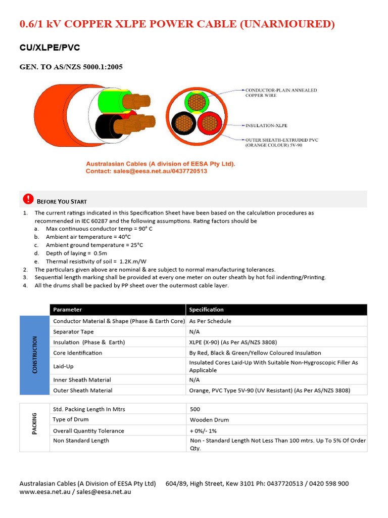 2C + e Xlpe-Pvc | PDF | Electrical Resistivity And Conductivity ...