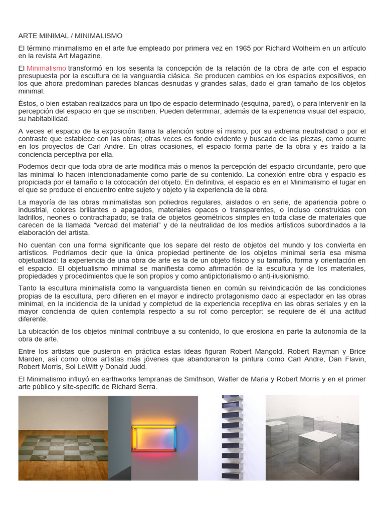 Minimalismo y Arte Conceptual: Claves | PDF | Minimalismo | Experiencia