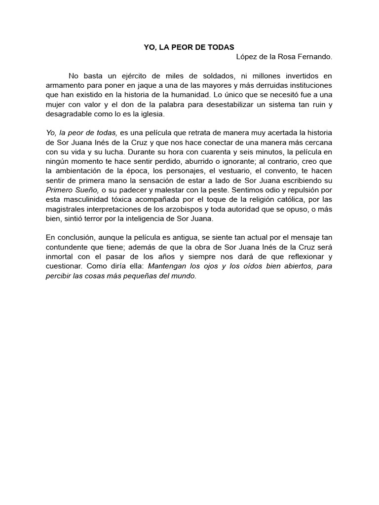 Yo, La Peor de Todas - López - Delarosa - Fernando | PDF