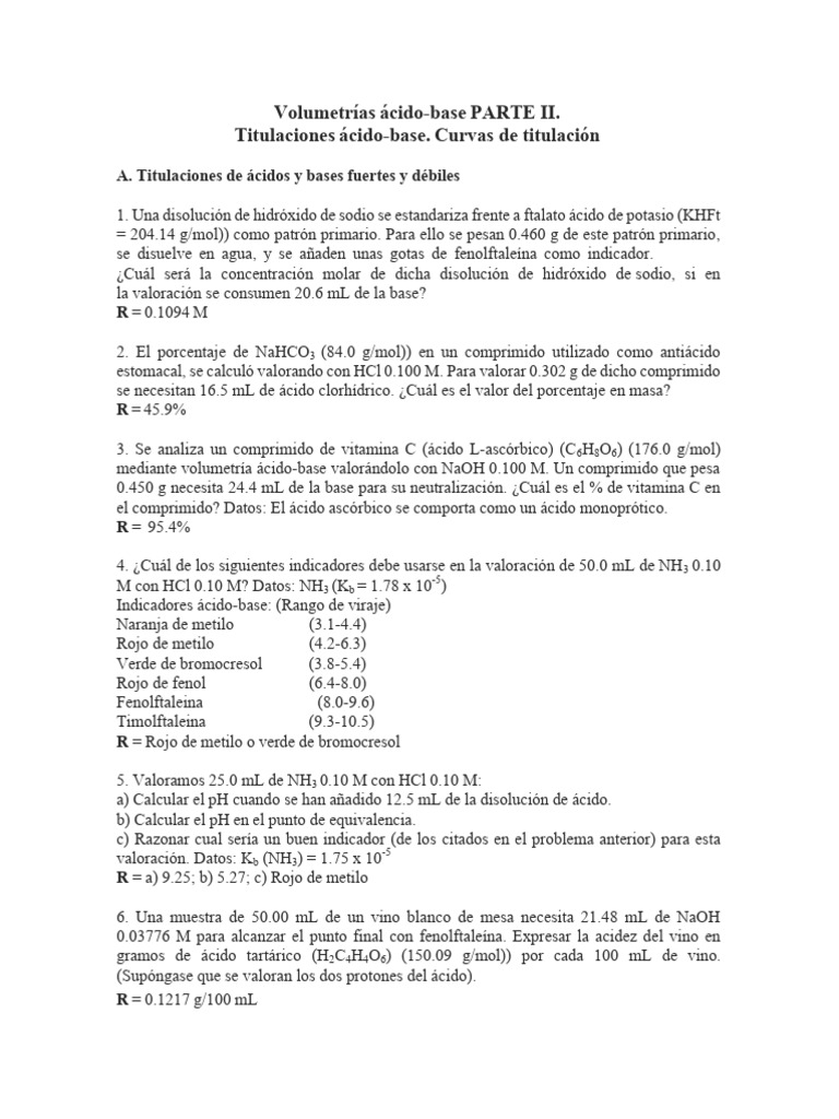 Guía Acido Base Parte 2 Valoraciones | PDF | Valoración | Química