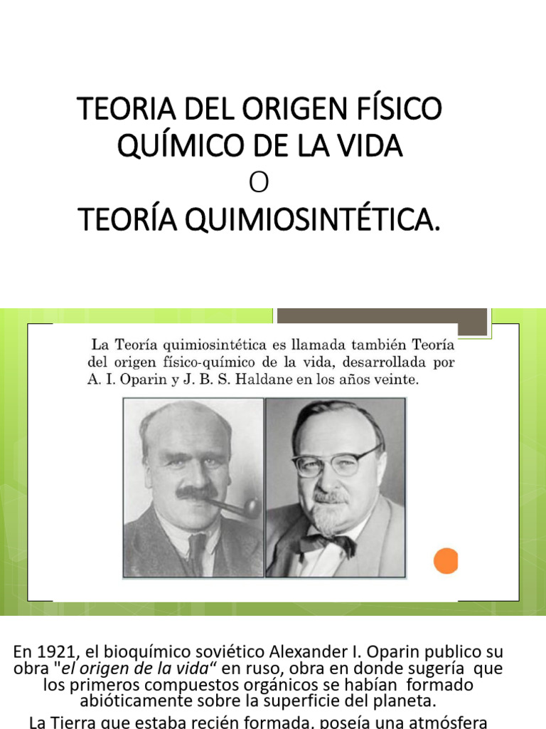 Teoria Quimiosintetica. | PDF | Abiogénesis | Atmósfera