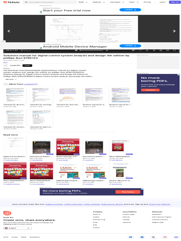 Solutions Manual For Digital Control System Analysis and Design 4th Edition by Phillips Ibsn ...