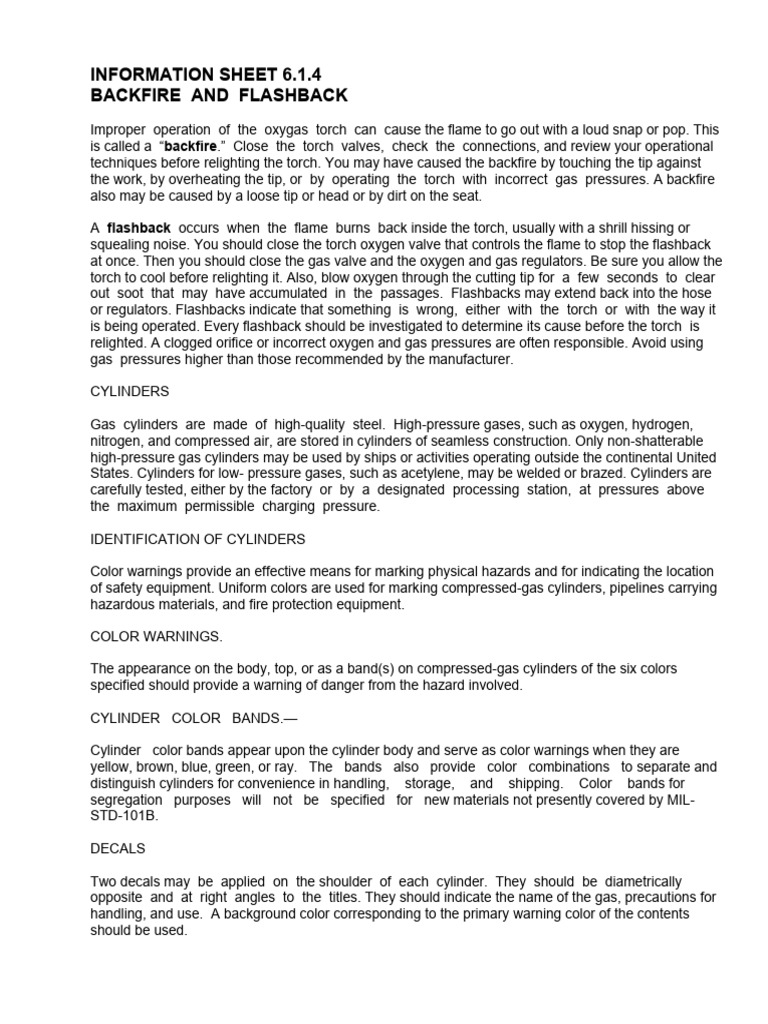 Information Sheet 6.1.4 Backfire and Flashback | Download Free PDF ...