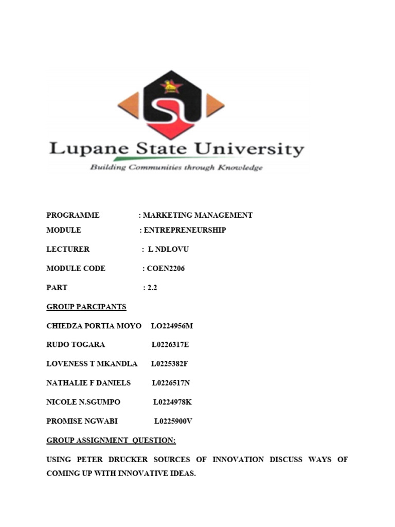 Entrepreneurship Group Assignment - Final Document | PDF | Innovation | Emerging Technologies