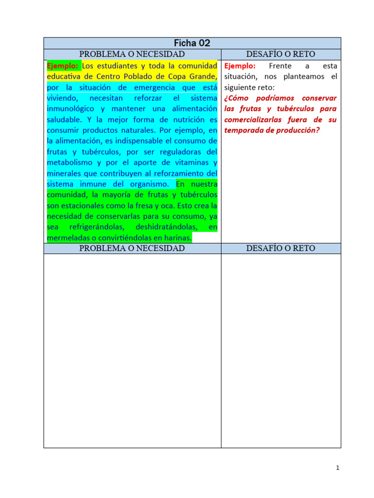 Ficha 02 y 03 Sesion 1 | PDF | Fruta | Cuestionario