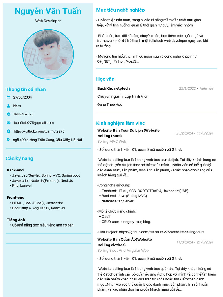 Nguyen Van Tuan Java CV | PDF