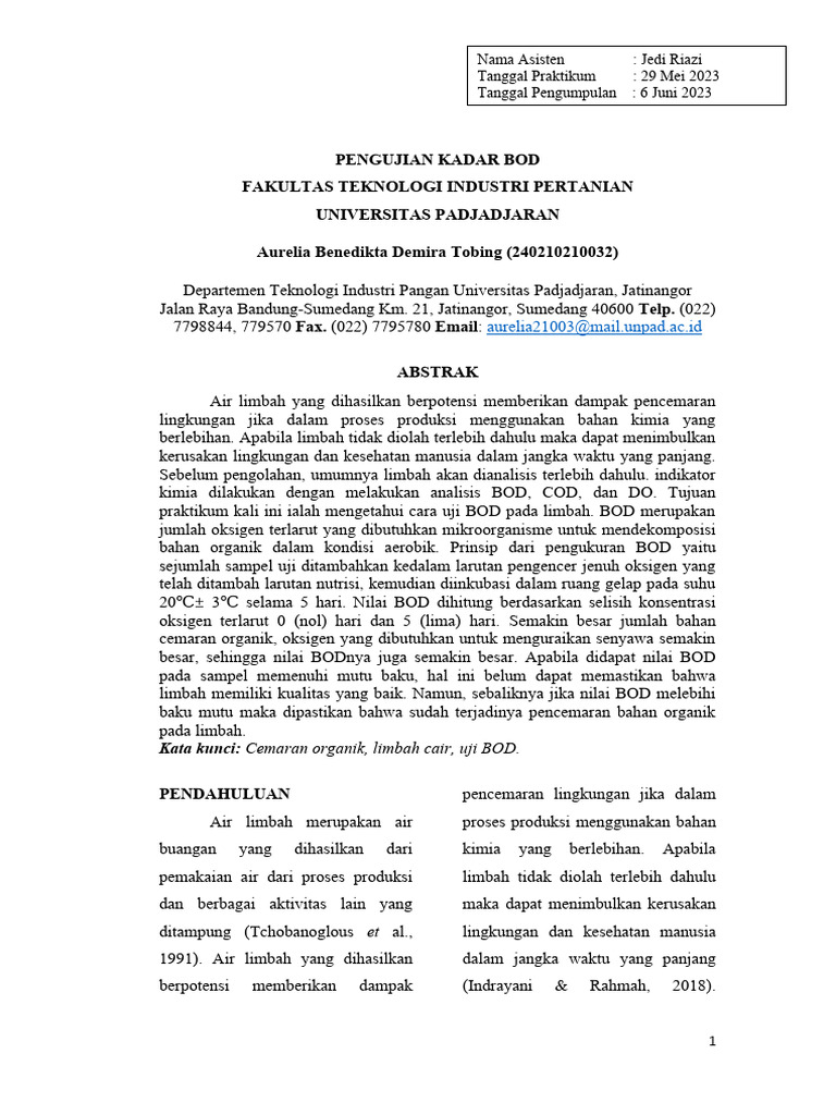 5 - Uji BOD | PDF
