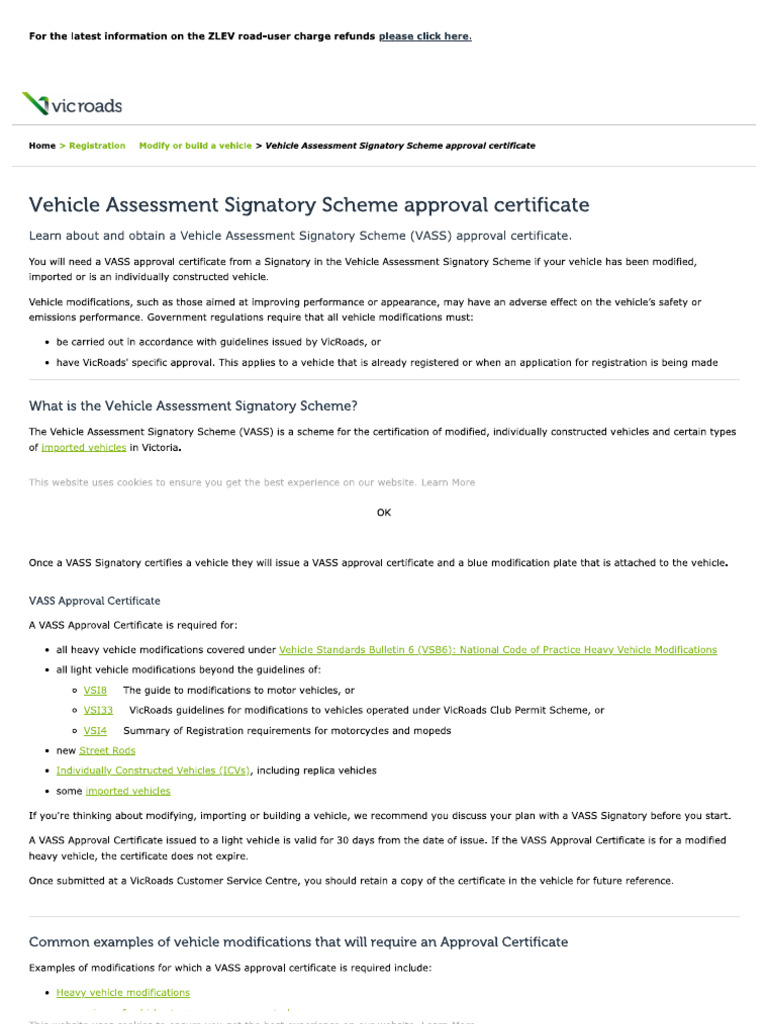 VicRoads - About The Vehicle Assessment Signatory Scheme | PDF