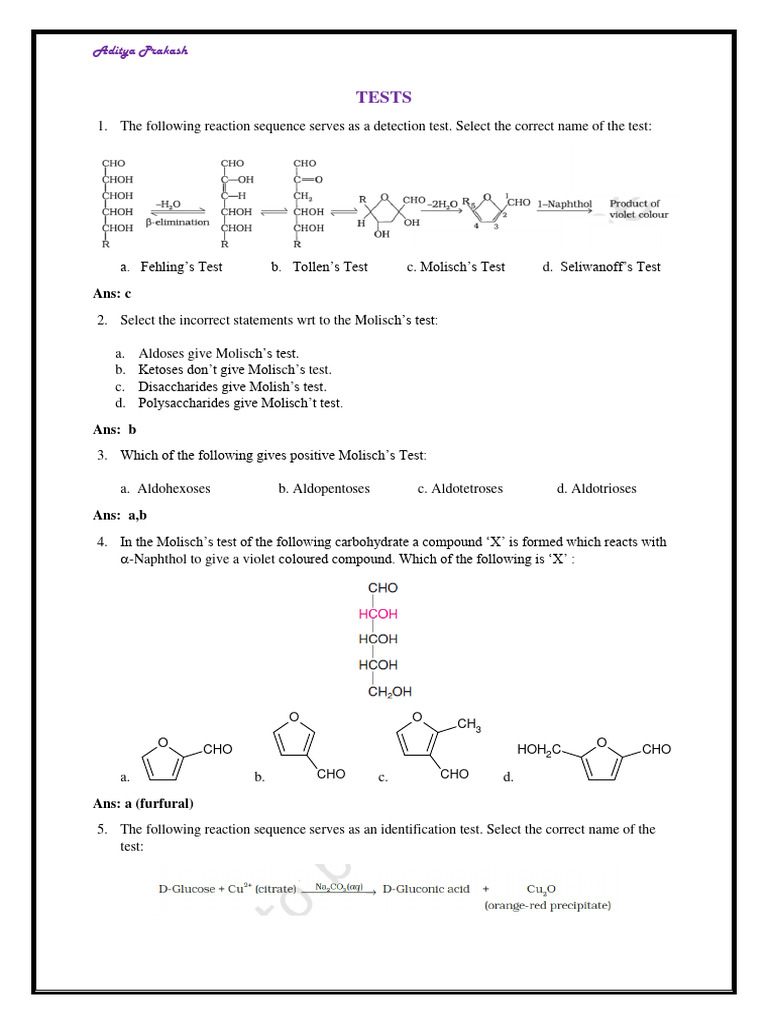 1 - Tests For Biomolecules | PDF | Triglyceride | Nitric Acid