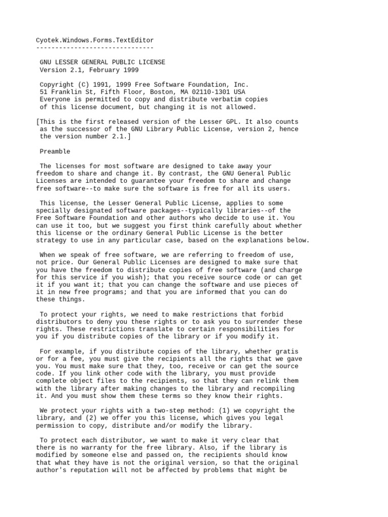 Cyotek Windows Forms TextEditor | PDF | Source Code | Library (Computing)