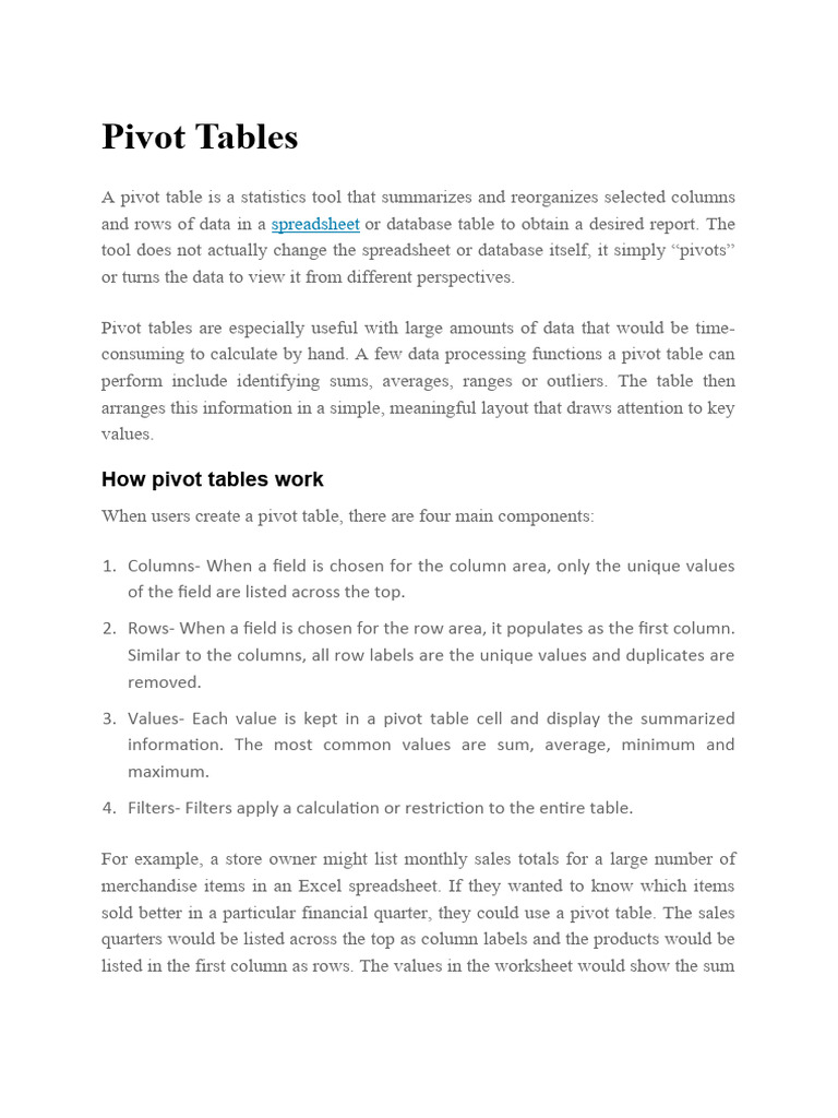 Pivot Tables | PDF | Computer Programming | Computing