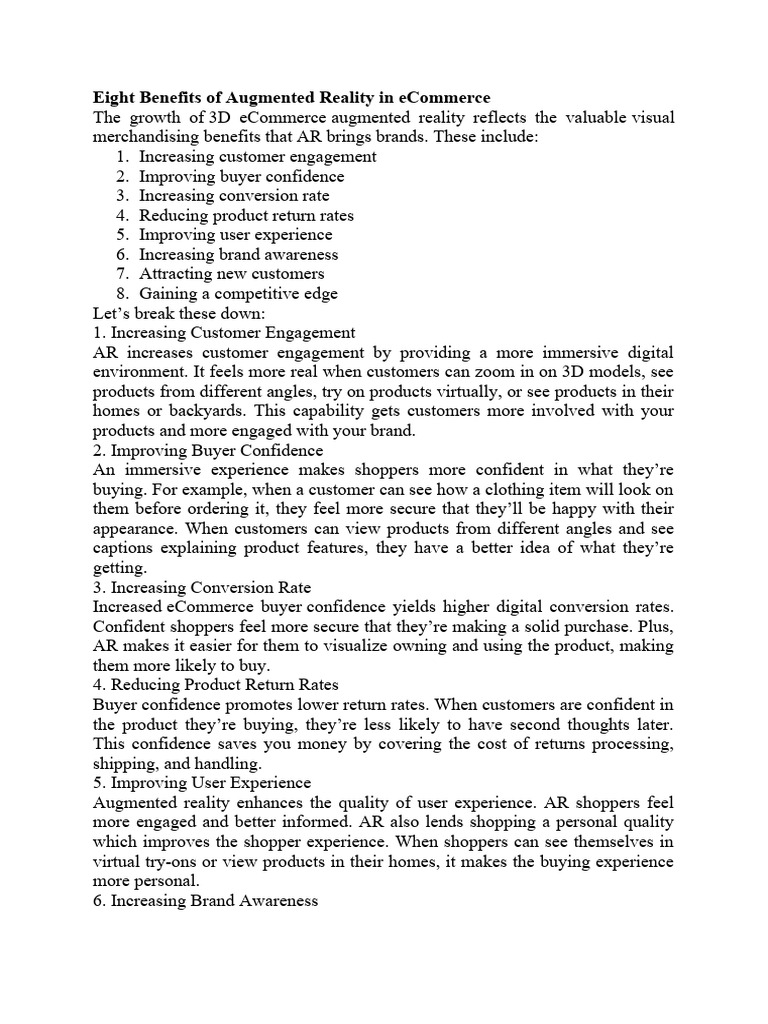 AR Boosts eCommerce Success | PDF | Augmented Reality | Cloud Computing