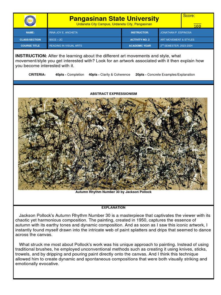 ACTIVITY 2 - Art Movements and Styles | PDF