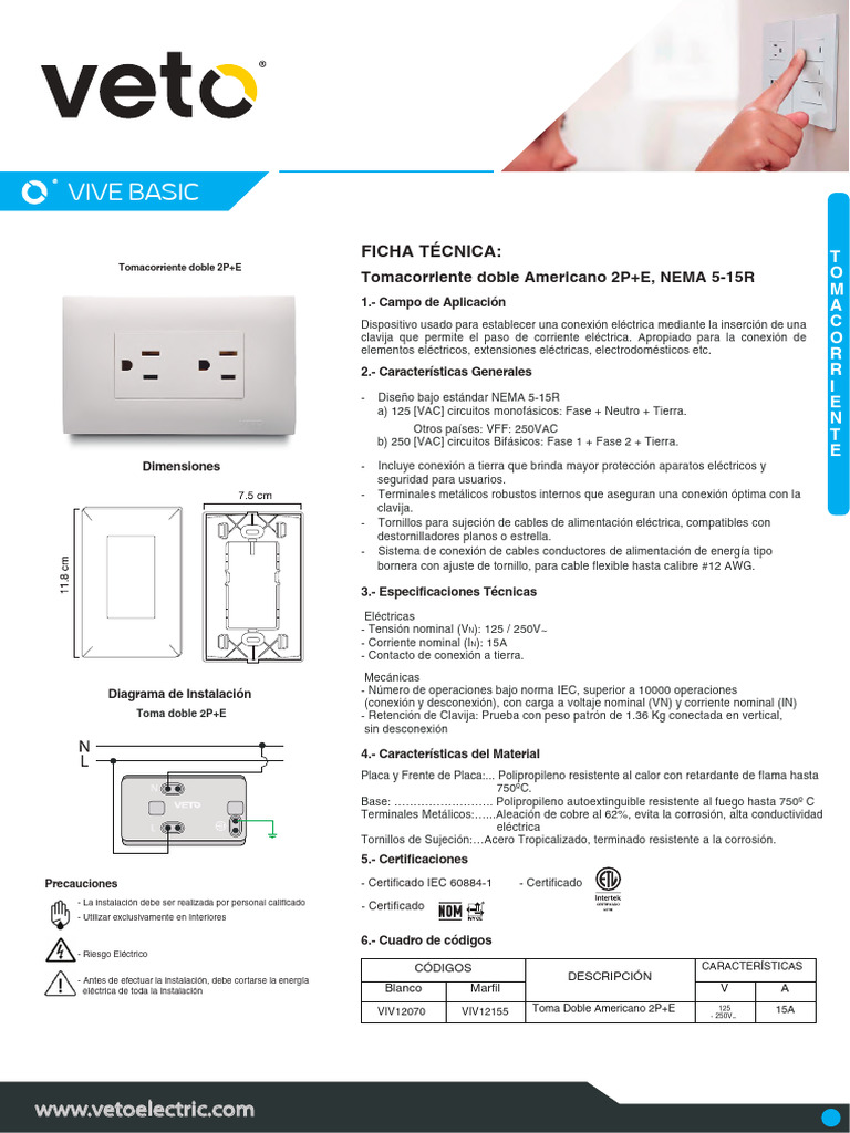Toma VETO | PDF | Ingenieria Eléctrica | Corriente eléctrica
