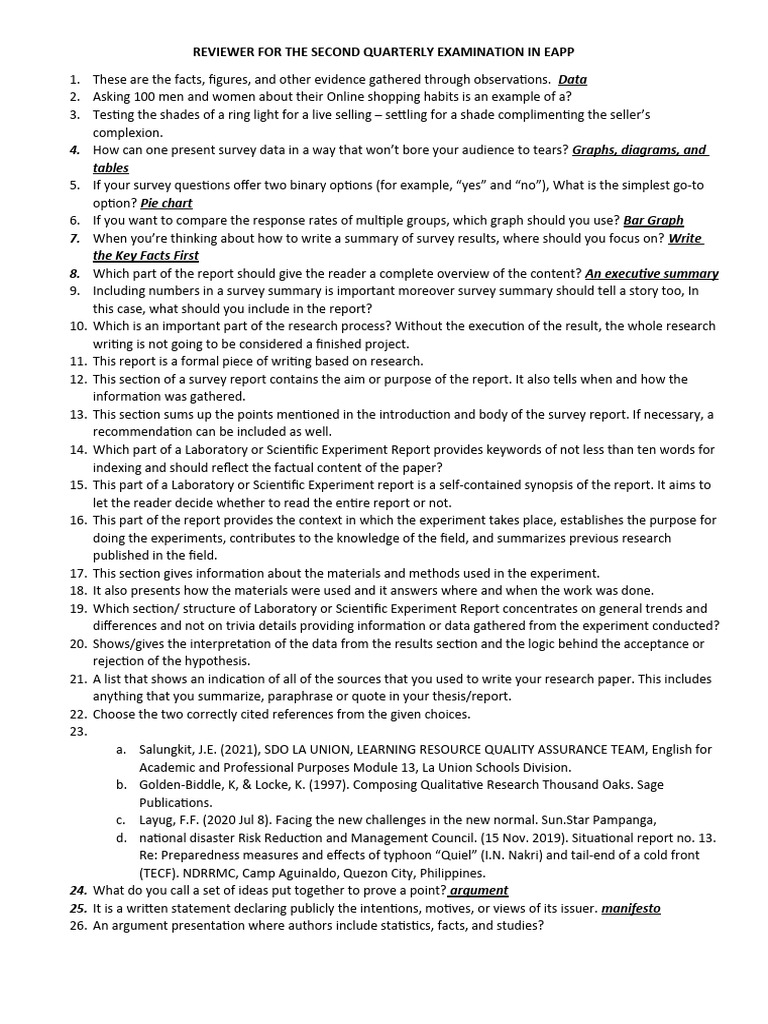 EAPP Reviewer 1 | PDF | Argument | Science