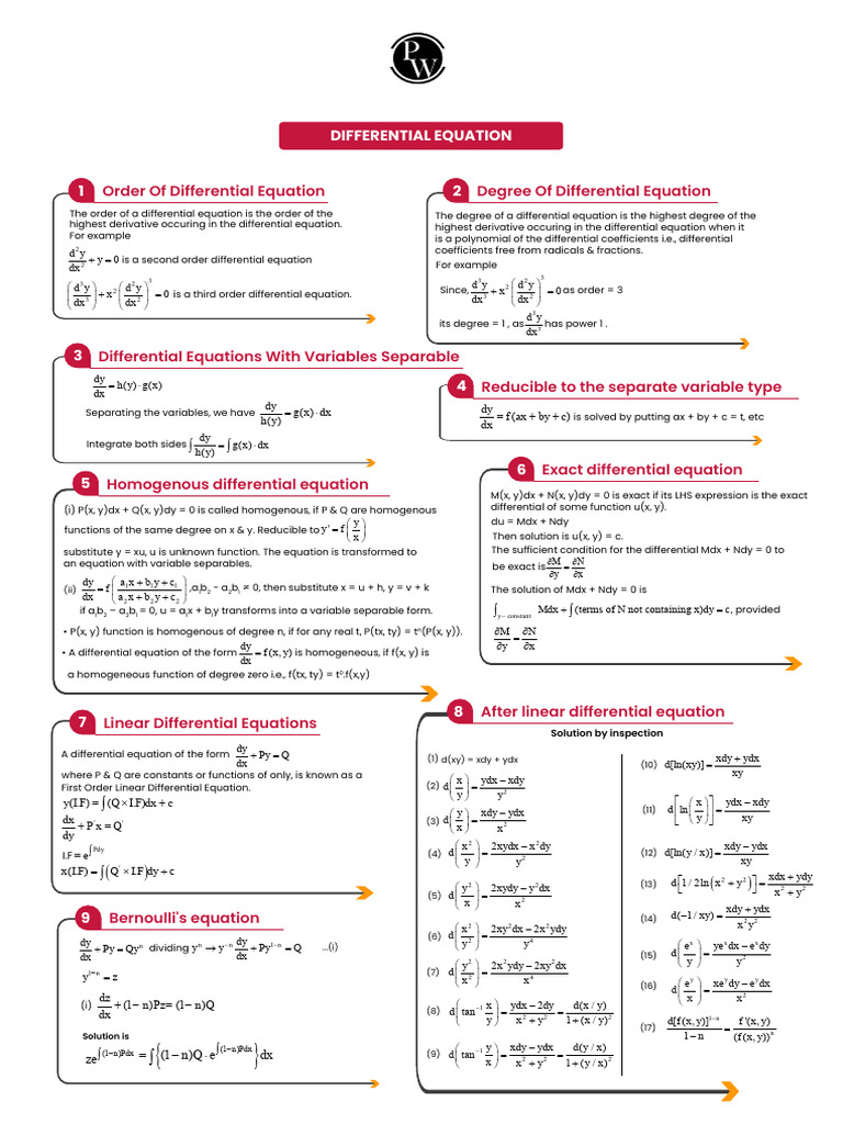 Differential Equations - Mind Maps | PDF | Equations | Differential Equations