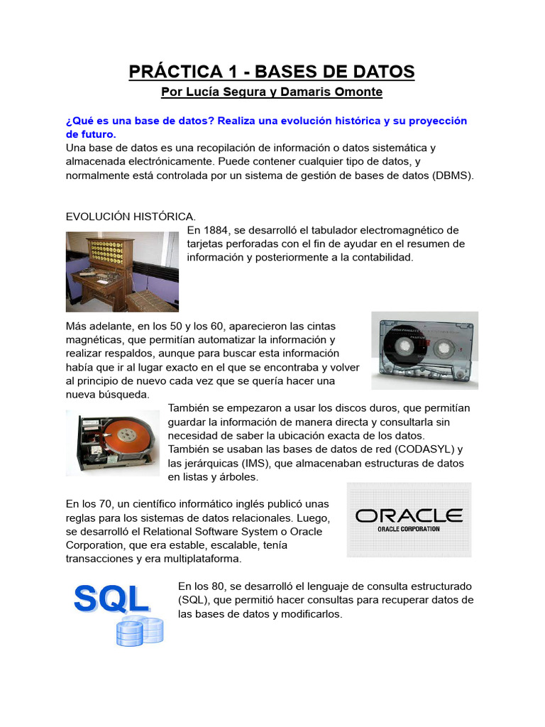 Práctica 1 - Bases de Datos | PDF | Bases de datos | Informática