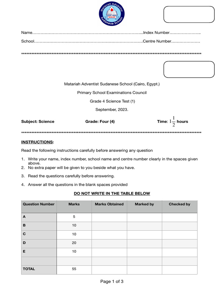 Grade 4 Test | PDF | Biodegradation