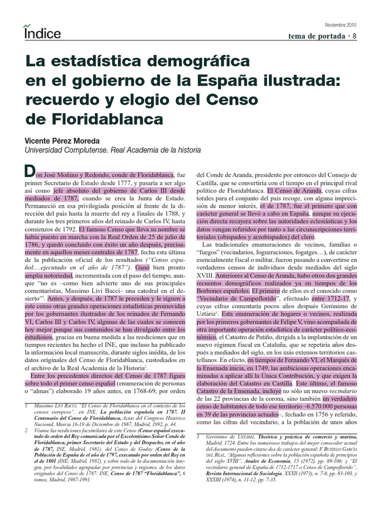 Elogio al Censo de Floridablanca | PDF | España | Censo