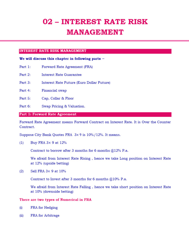 2 Interest Rate Risk Management | PDF | Swap (Finance) | Interest