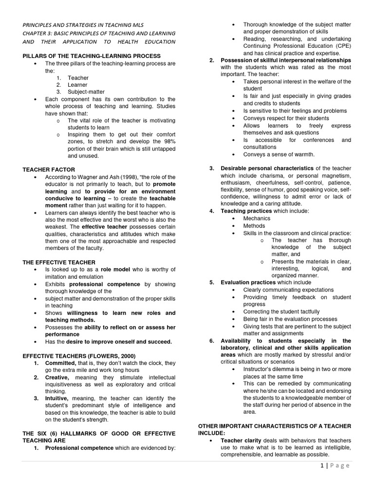 Chapter 3 - Basic Principles of Teaching and Learning and Their ...