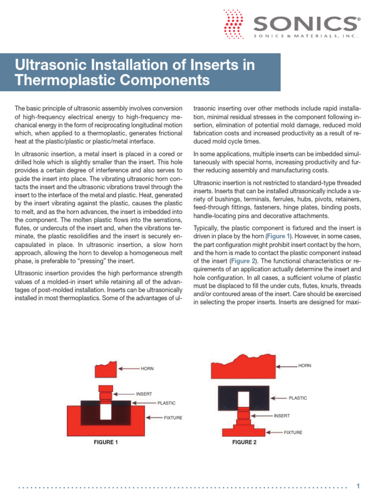 Ultrasonic Installation of Inserts in Thermoplastic Components | PDF ...