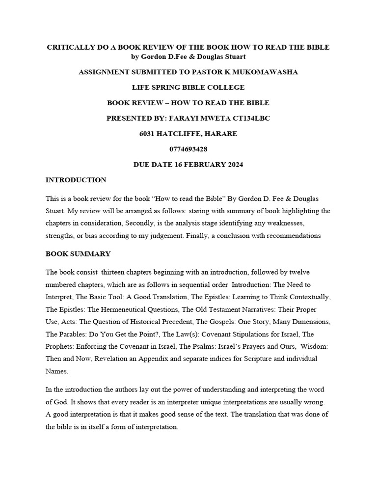 BOOK REVIEW How to Read Bible | PDF | Bible | Prophet