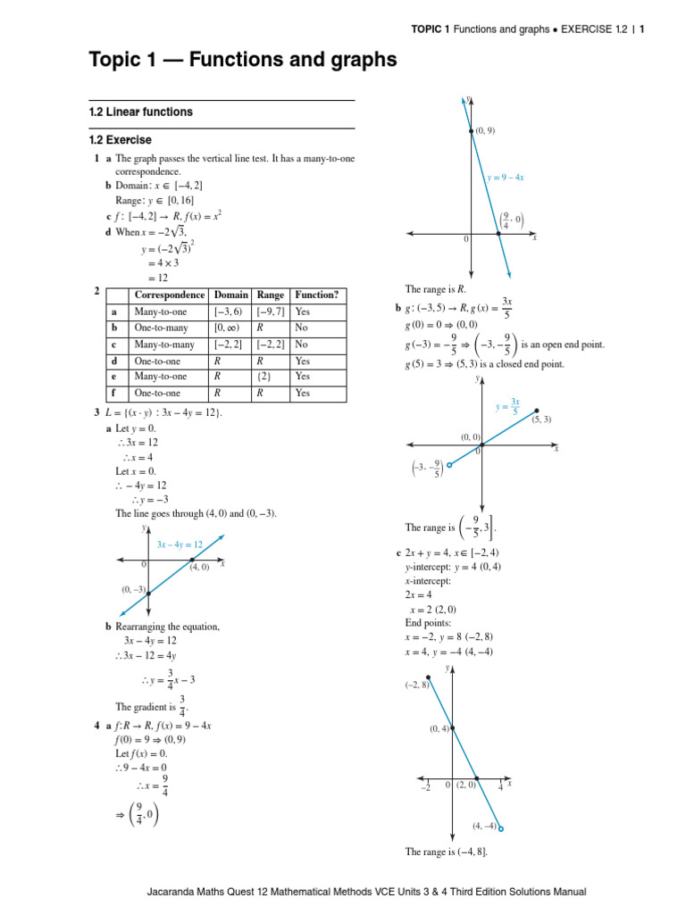 Topic 1 - Functions and graphs | PDF | Equations | Mathematical Relations