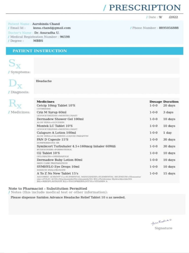 Prescription.. | PDF | Medical Prescription | Clinical Medicine