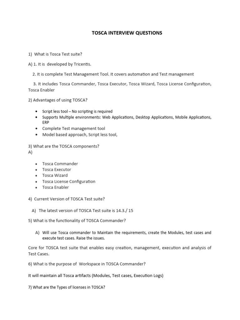TOSCA Interview Questions V1 - Suresh | Download Free PDF | Networking ...