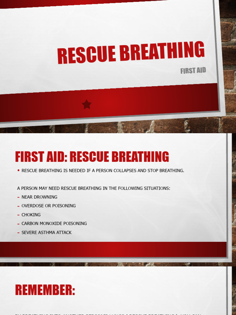 Rescue Breathing | PDF | Cardiopulmonary Resuscitation | Breathing